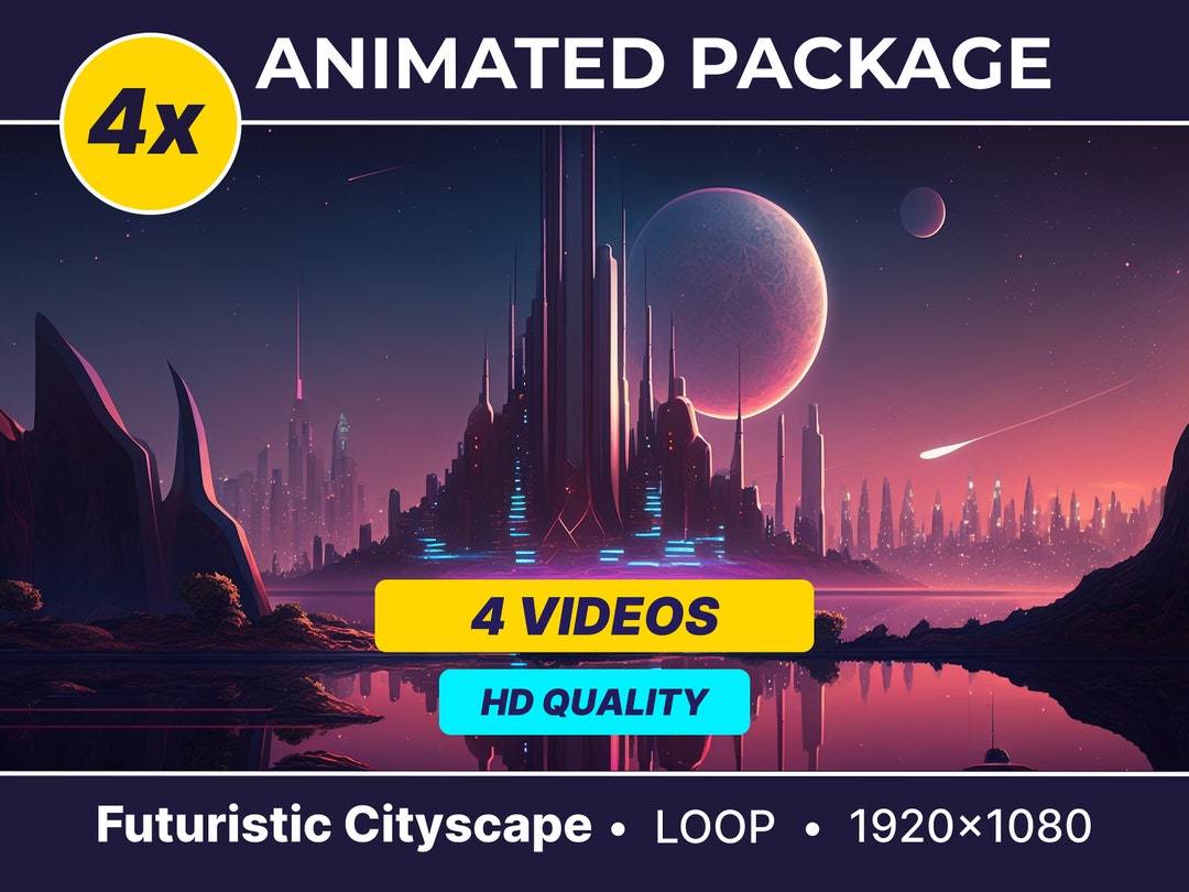 Animated Virtual Background Futuristic Cityscape Looped Vtuber ...