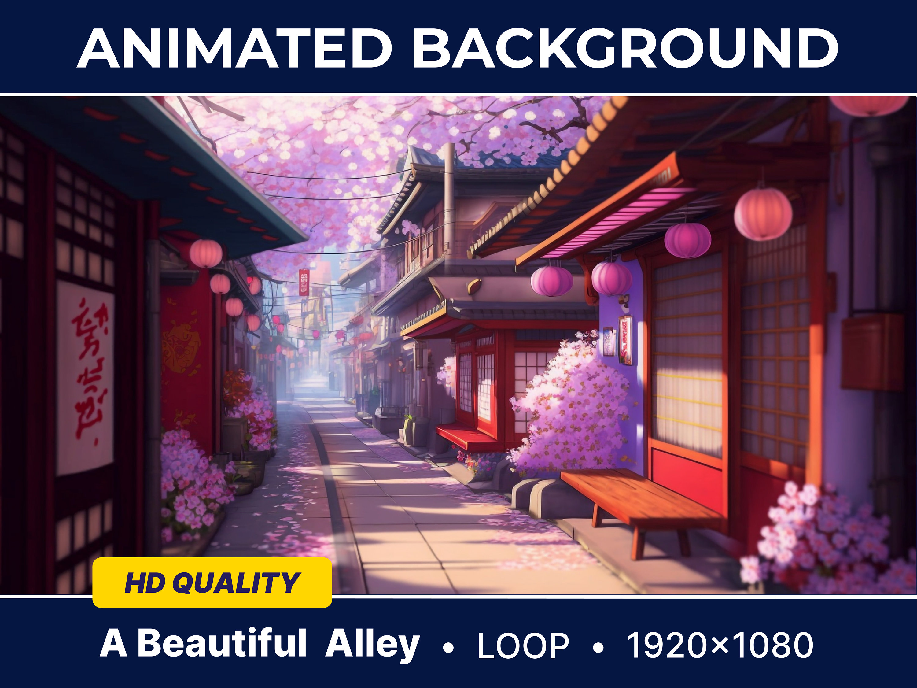 Animated Virtual Background A Beautiful Alley Looped Vtuber Background ...