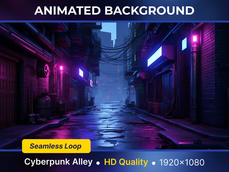 Animated Stream Screen Cyberpunk Alley Looped Vtuber Background Twitch ...
