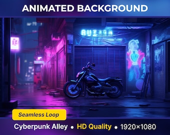Animated Virtual Background Cyberpunk Alley Looped Vtuber Background ...