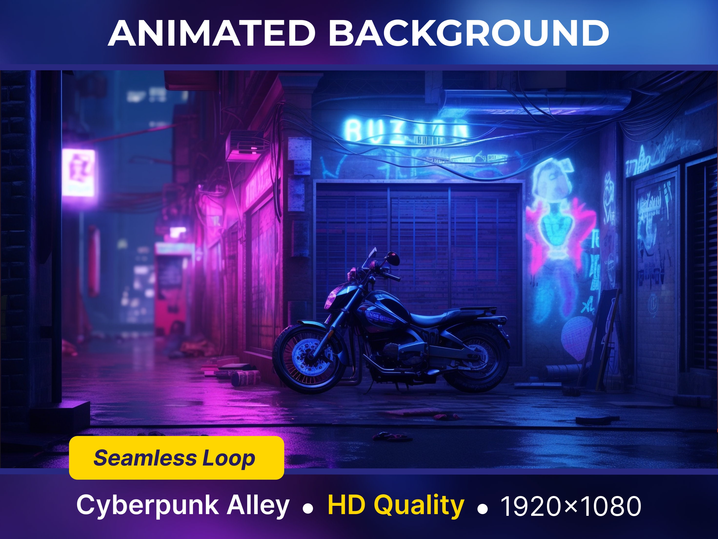 Animated Virtual Background Cyberpunk Alley Looped Vtuber - Etsy