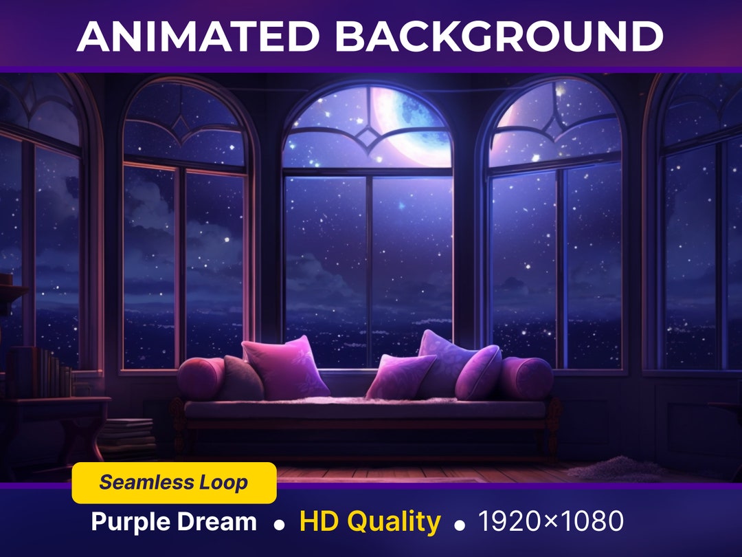 Animated Background Purple Dream Animated Twitch Screen Looped Vtuber ...