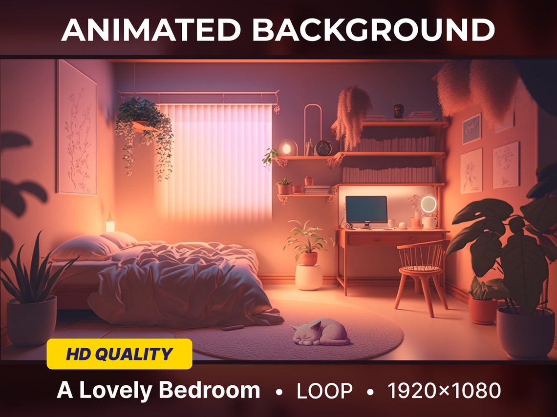 Animated Virtual Background Lovely Bedroom Vtuber Background - Etsy