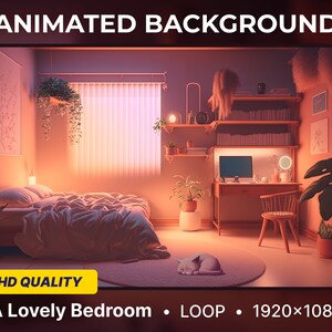 Animated Virtual Background Lovely Bedroom Vtuber Background Twitch ...
