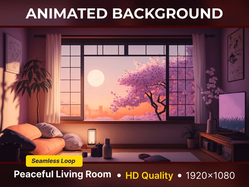 Animated Background Stream Screen Peaceful Living Room Looped - Etsy