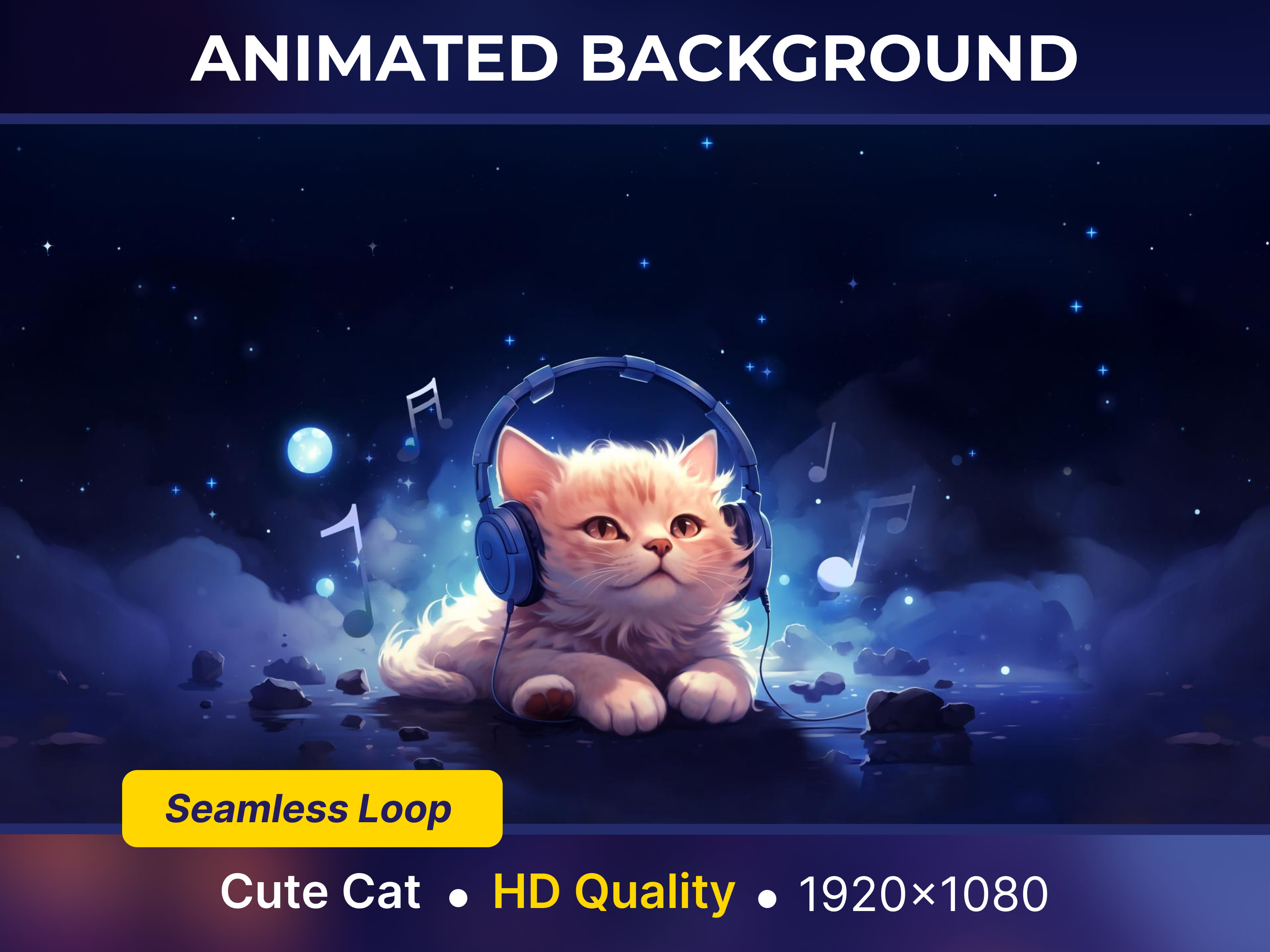 Animated Virtual Background Cute Cat Vtuber Background Twitch - Etsy