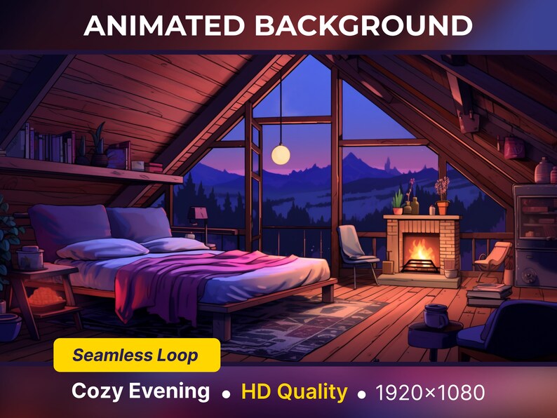 Animated Virtual Background Cozy Evening Looped Vtuber - Etsy