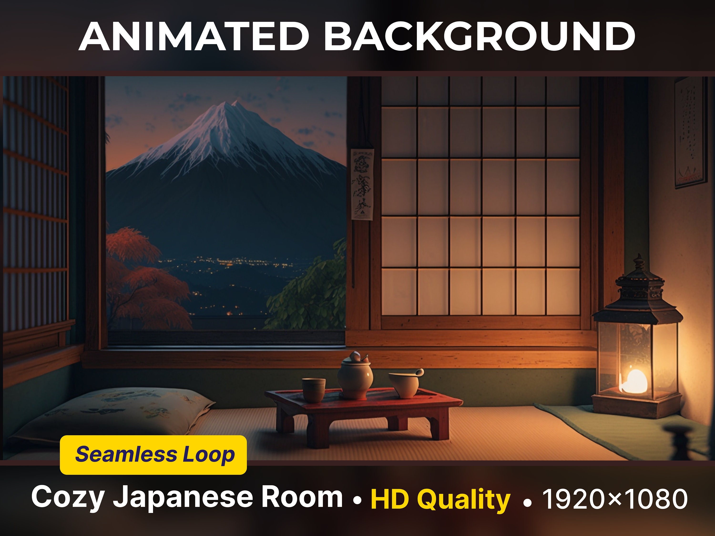 Animated Virtual Background Cozy Japanese Room Vtuber Background Twitch ...