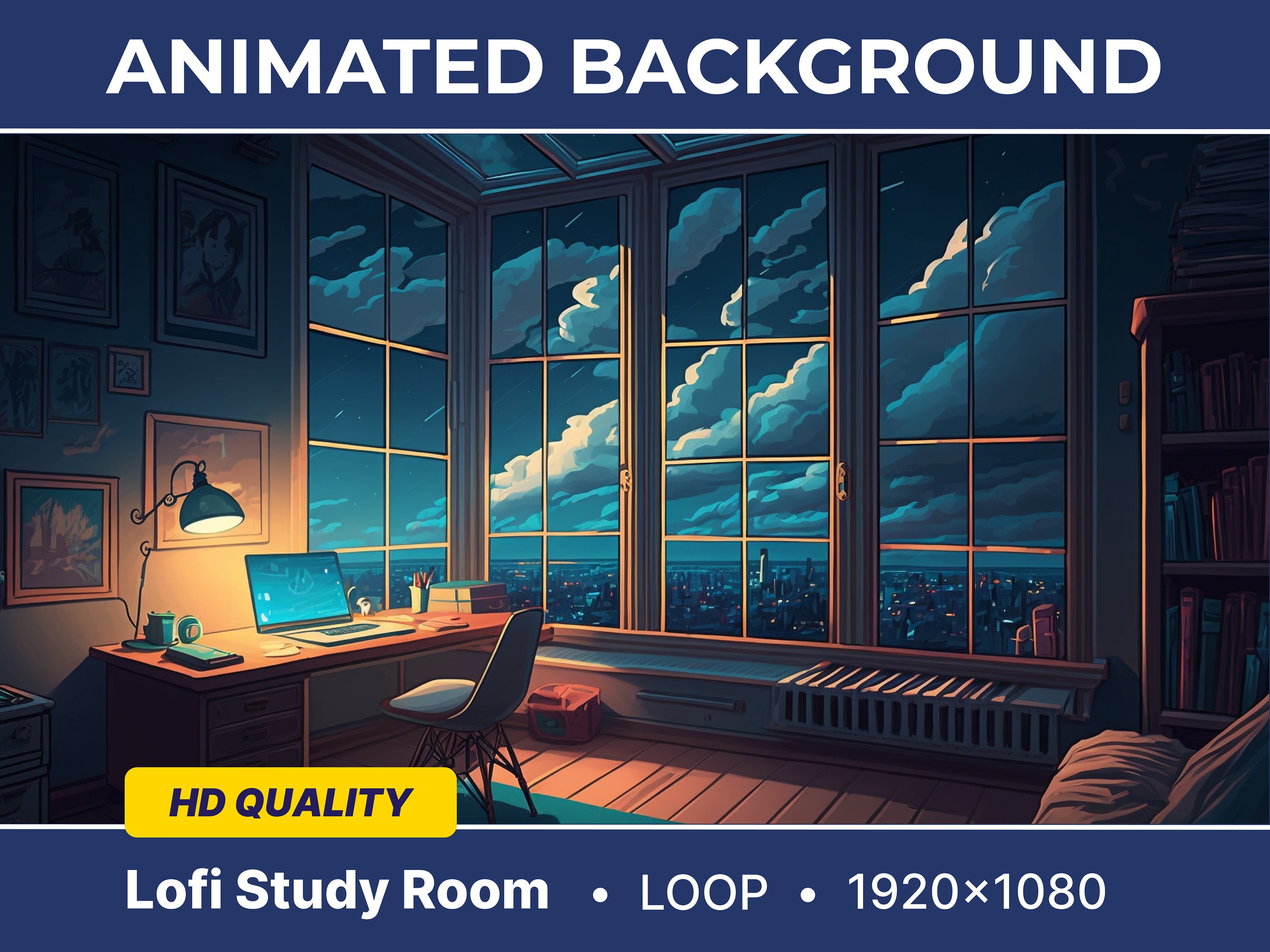 Animated Virtual Background Lofi Study Room Looped Vtuber - Etsy