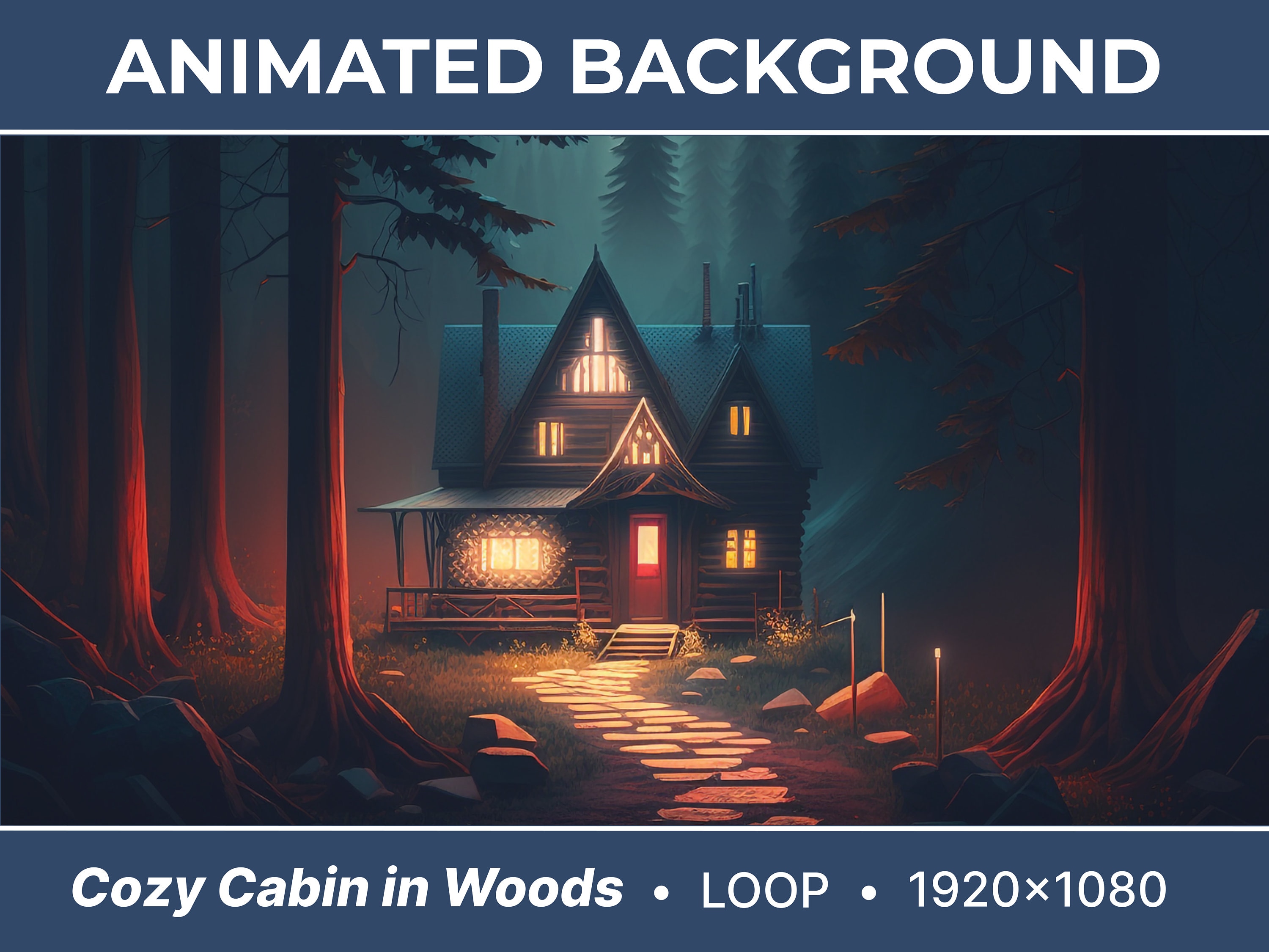 Animated Virtual Background Cozy Cabin in Foggy Woods Looped Vtuber ...