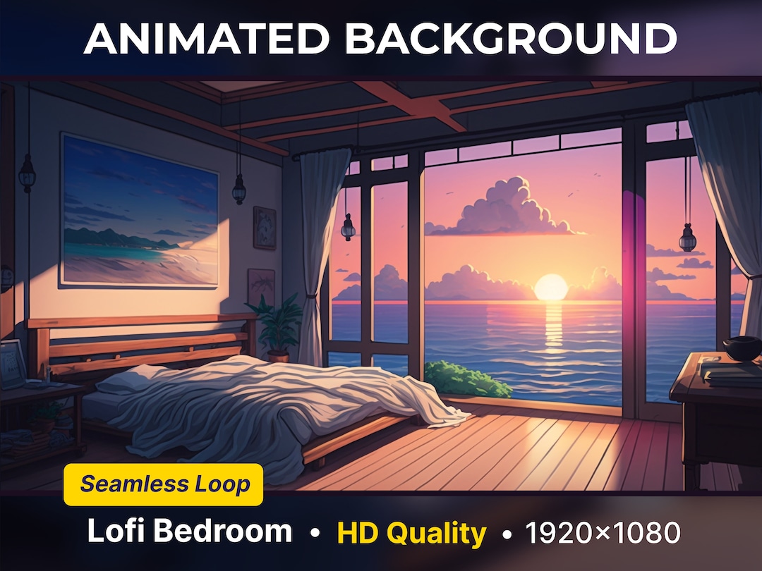 Animated Virtual Lofi Background Lofi Bedroom Vtuber Background Twitch ...
