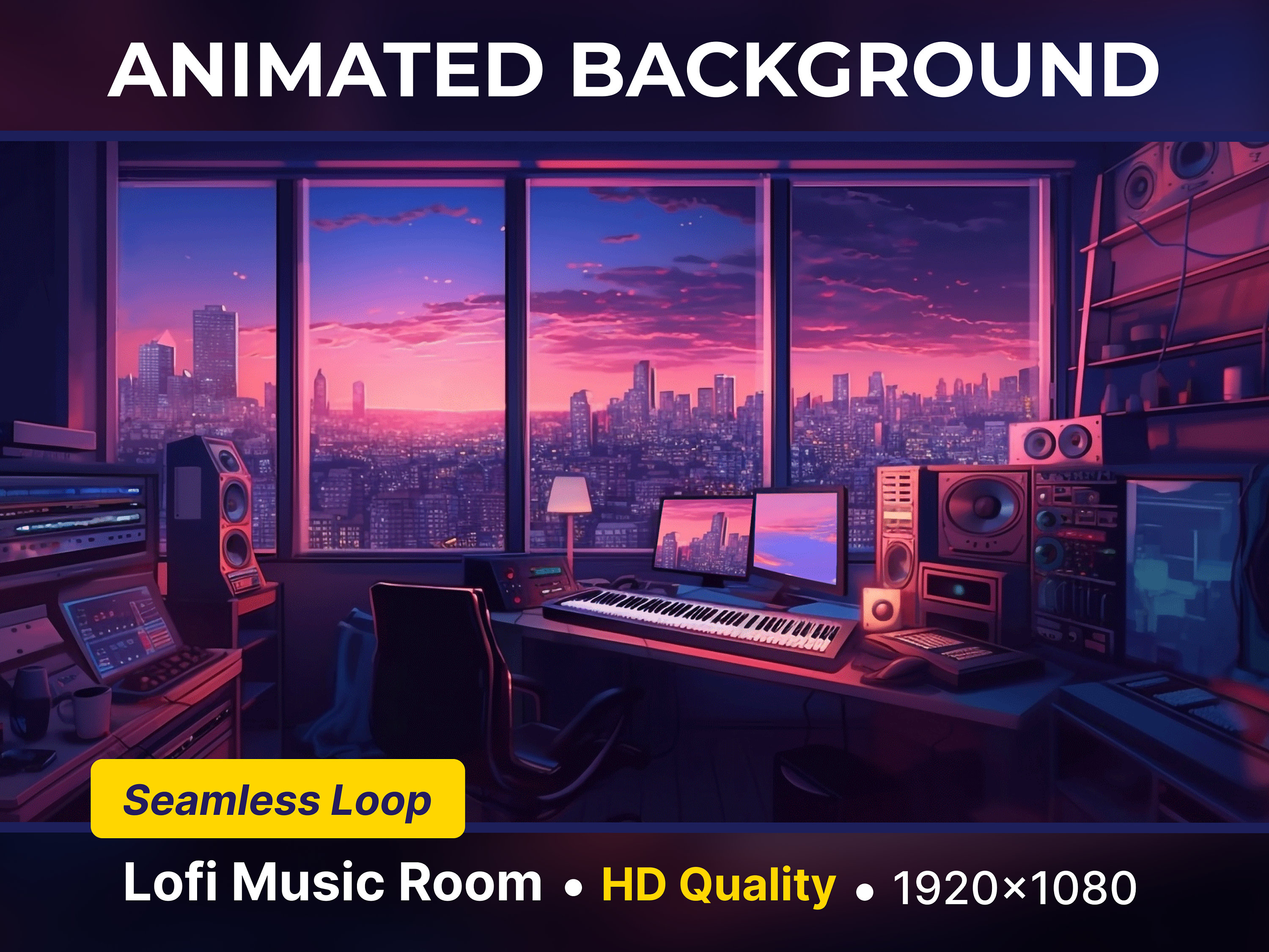 Animated Background Lofi Musicroom Twitch Stream Twitch Screen Animated ...
