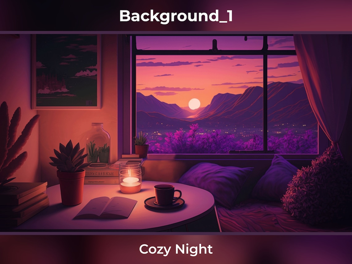 Animated Virtual Background Cozy Night Vtuber Cute Background - Etsy