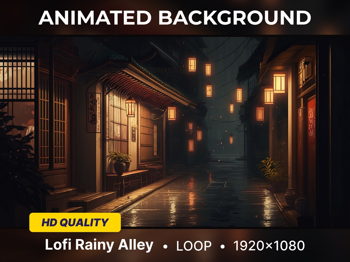 Animated Virtual Background Lofi Rainy Alley Vtuber Background - Etsy