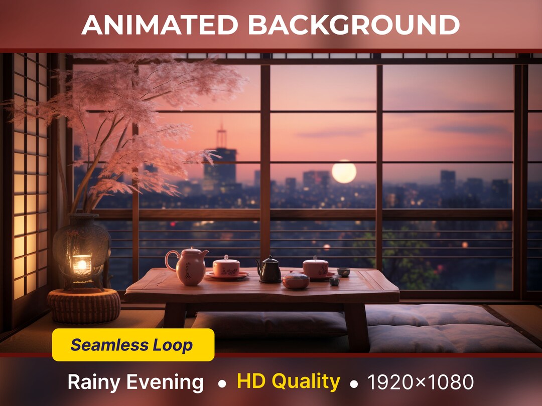 Animated Background Cozy Rainy Evening Vtuber Background Twitch ...