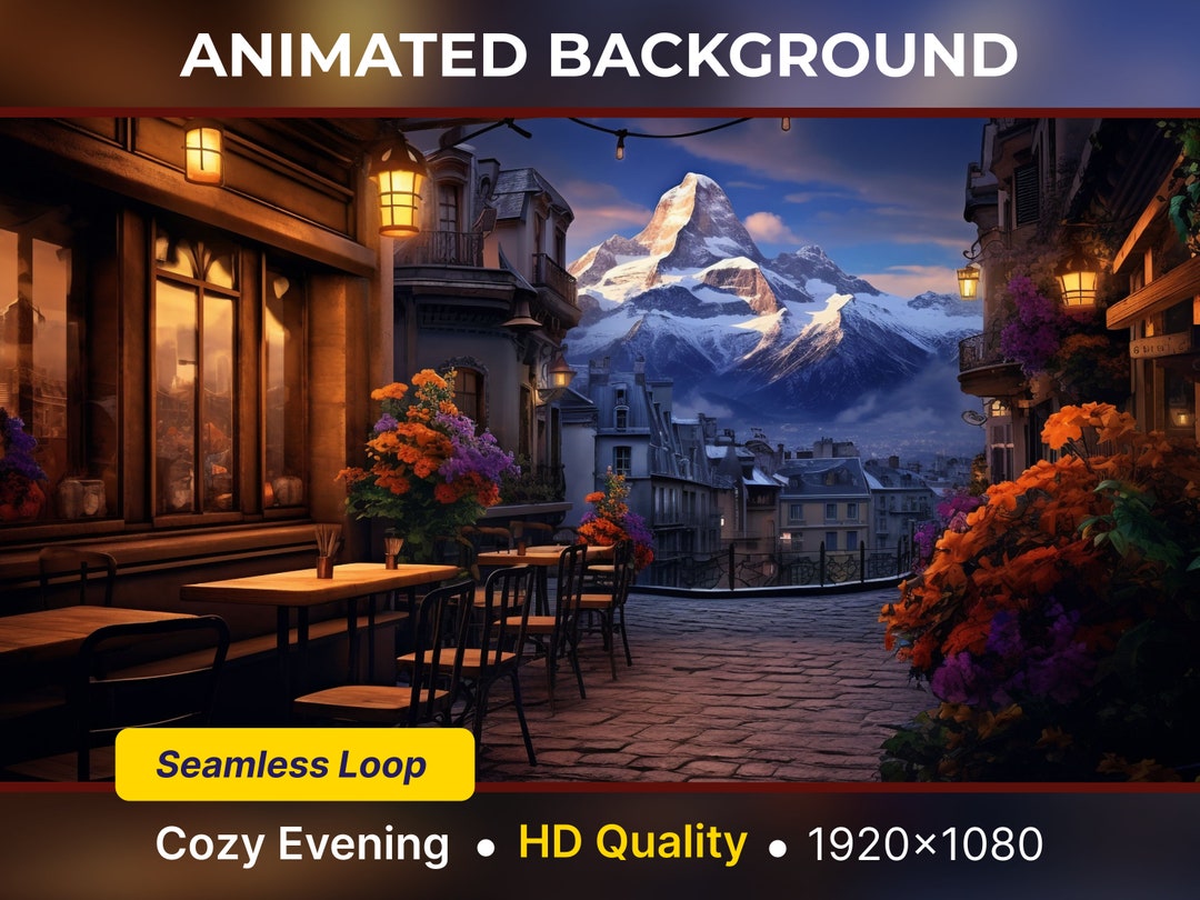 Animated Virtual Background Cozy Evening Looped Vtuber Twitch Streaming ...