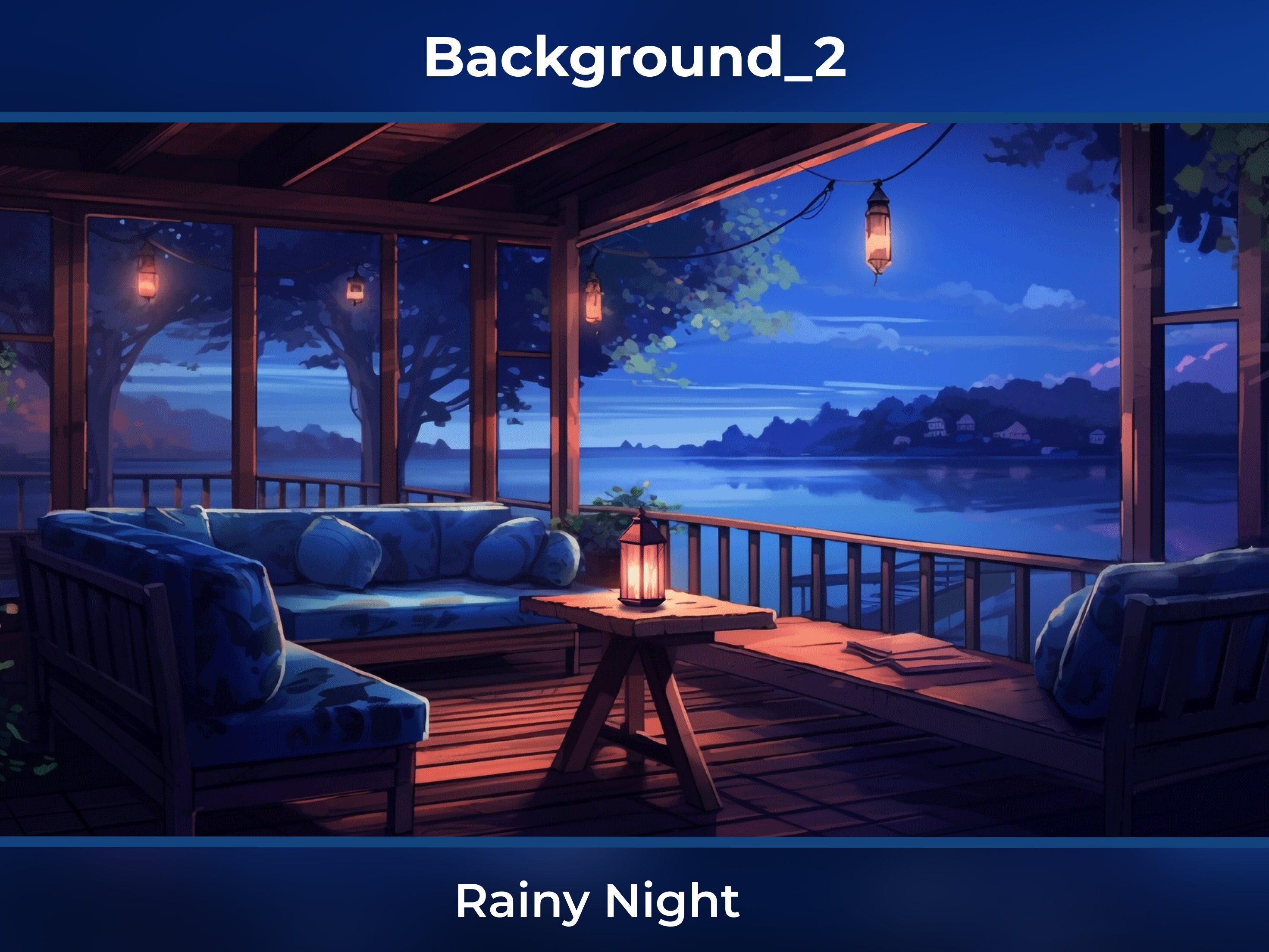 Animated Virtual Background Rainy Night Vtuber Room Background - Etsy
