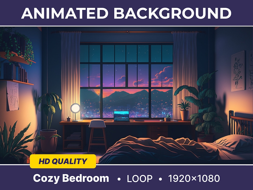 Animated Stream Screen Lofi Cozy Bedroom Looped Vtuber Background Lofi ...