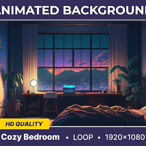 Animated Stream Screen Lofi Cozy Bedroom Looped Vtuber Background Lofi ...