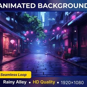 Animated Virtual Background Rainy Alley Looped Vtuber Background Twitch ...