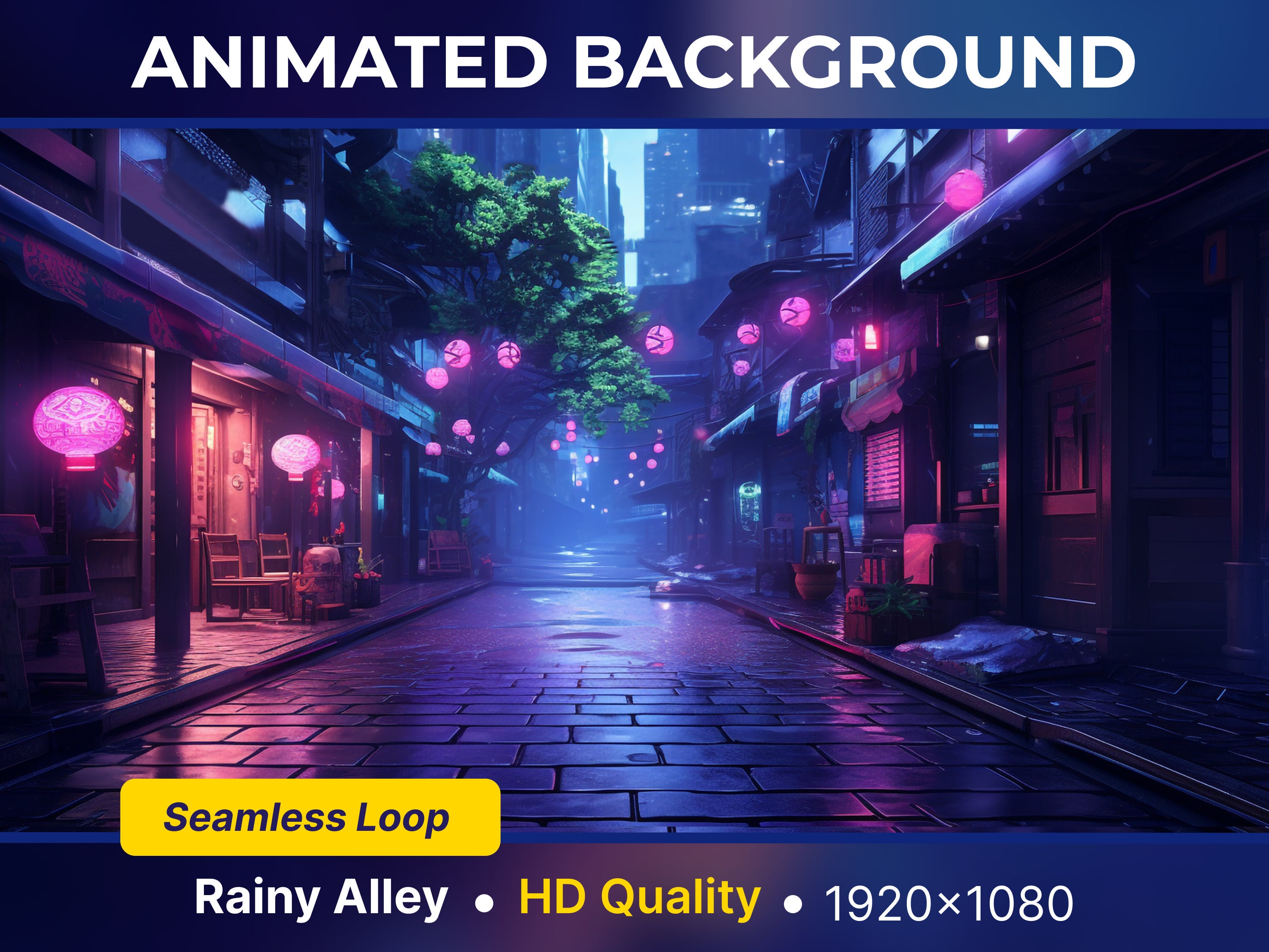 Animated Virtual Background Rainy Alley Looped Vtuber Background Twitch ...