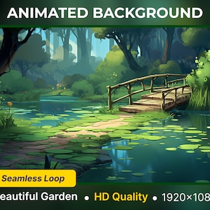 Lofi Stream Overlay Beautiful Garden Looped Vtuber Background Animated ...