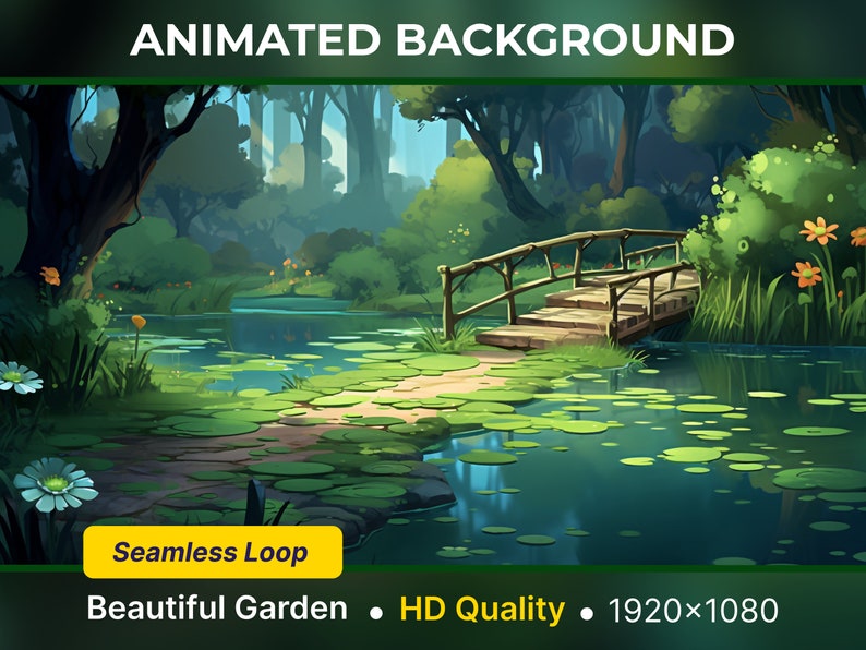 Lofi Stream Overlay Beautiful Garden Looped Vtuber Background Animated ...