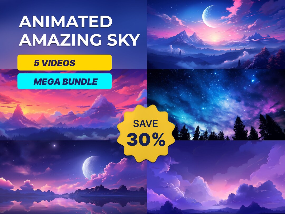 Animated Sky Background Mega Bundle 5 Cute Purple Looped Vtuber Room ...