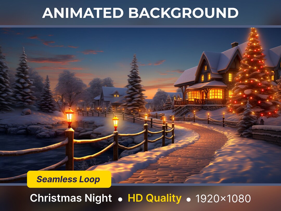 Animated Background Stream Screen Christmas Night Vtuber Lofi ...
