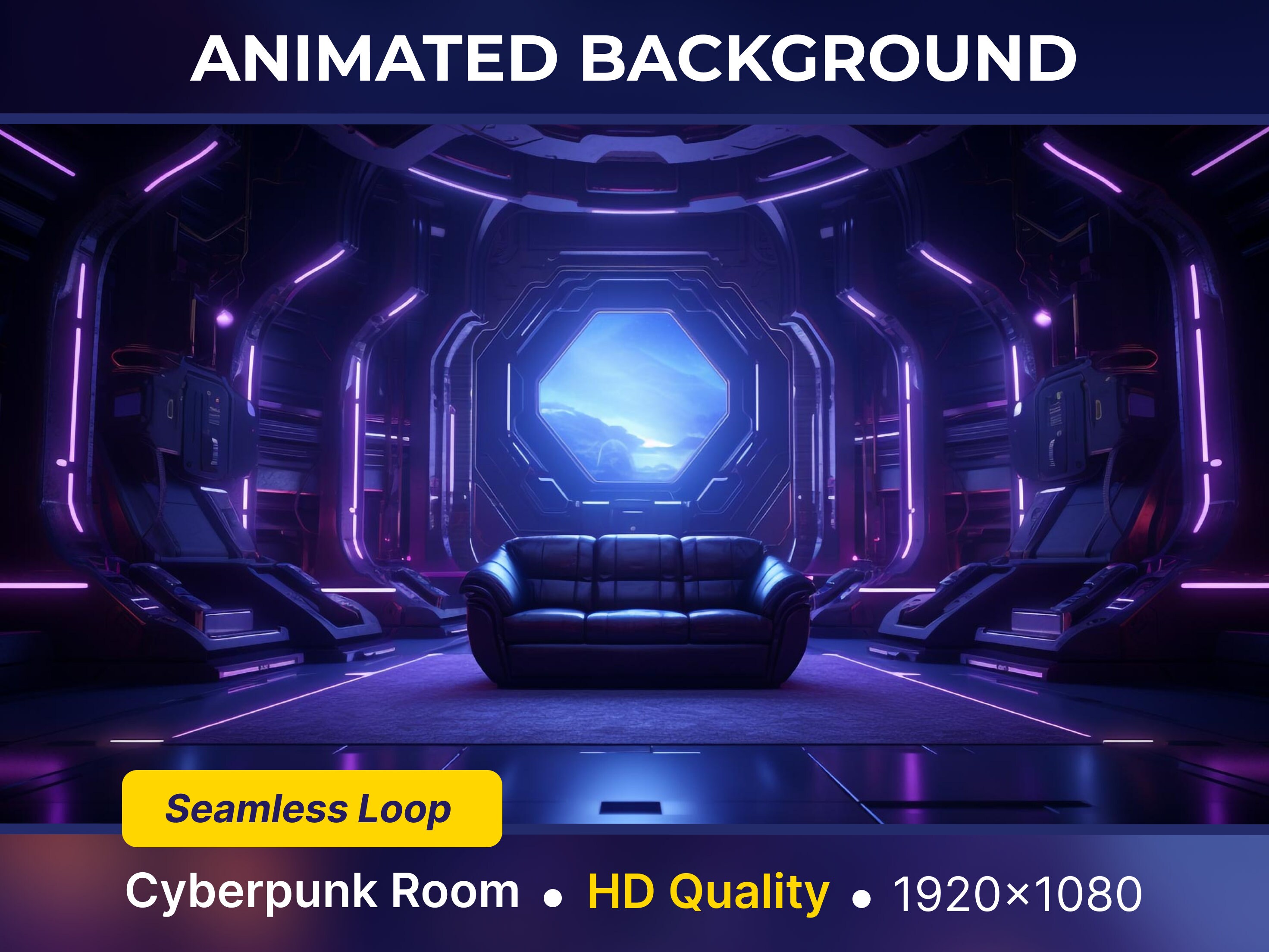 Animated Virtual Background Cyberpunk Room Looped Vtuber - Etsy