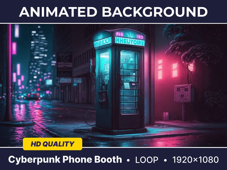 Animated Virtual Background Cyberpunk Phone Booth Vtuber Background ...