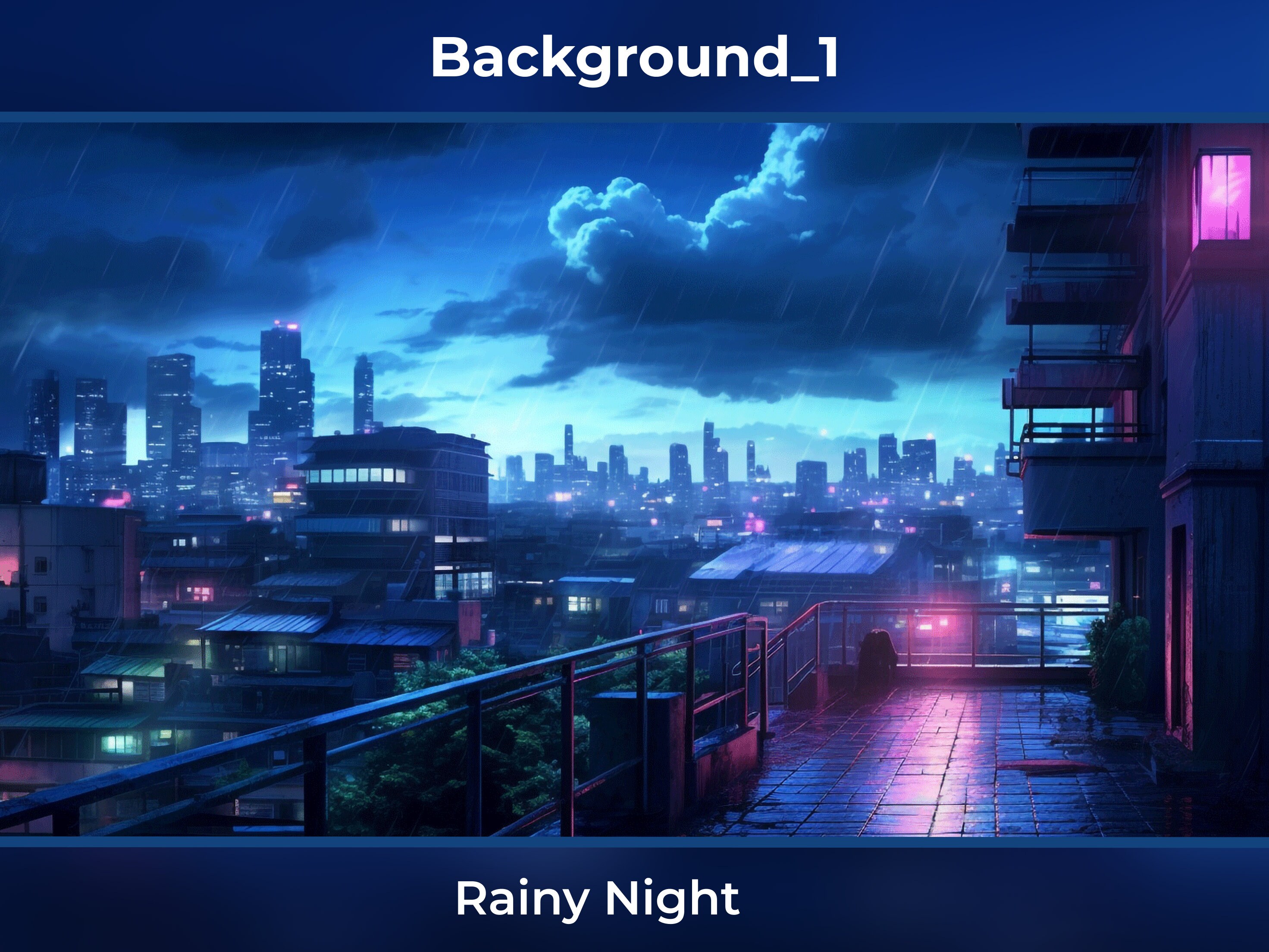 Animated Virtual Background Rainy Night Vtuber Room Background - Etsy