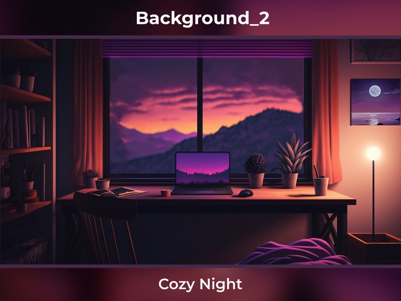 Animated Virtual Background Cozy Night Vtuber Cute Background - Etsy