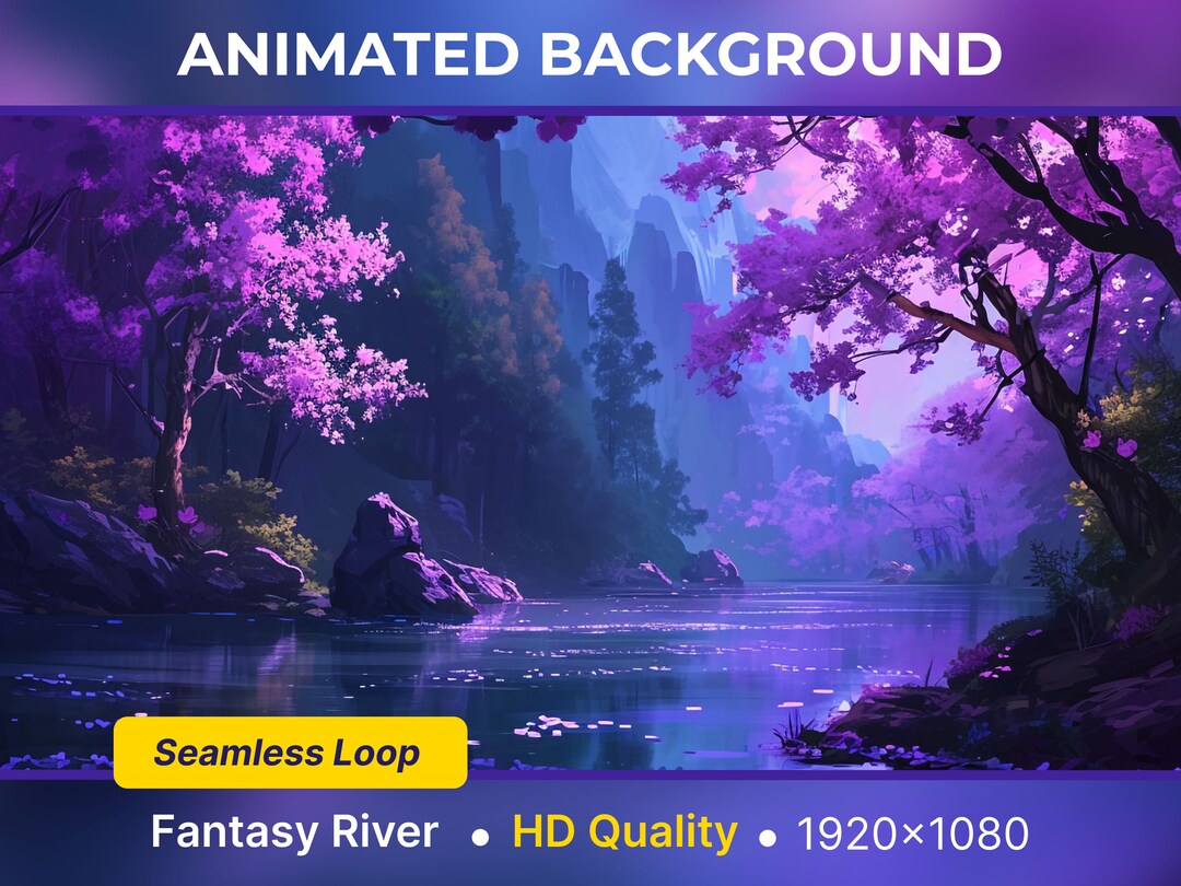 Animated Virtual Background Fantasy River Twitch Overlay Looped Vtuber ...