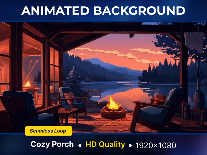 Animated Background Cozy Porch Lofi Vtuber Background Twitch - Etsy