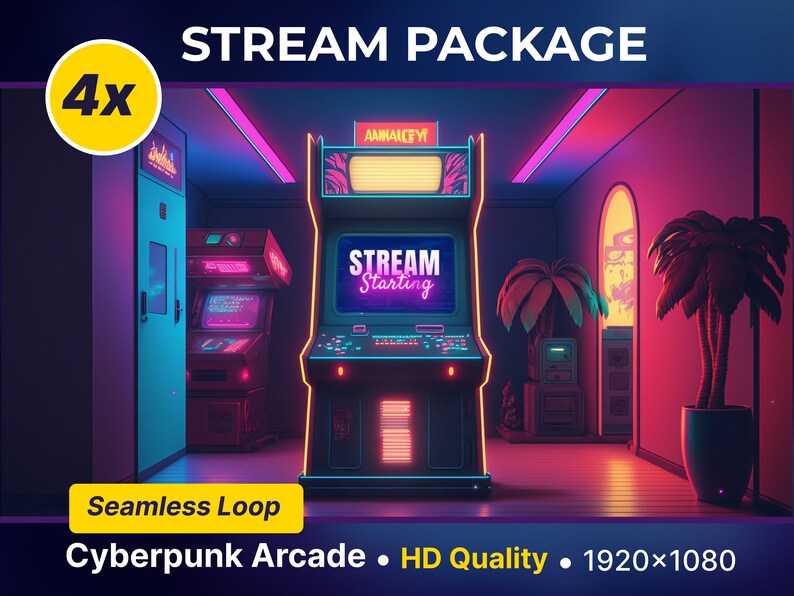 Animated Stream Pack Cyberpunk Arcade Twitch Streaming Package - Etsy