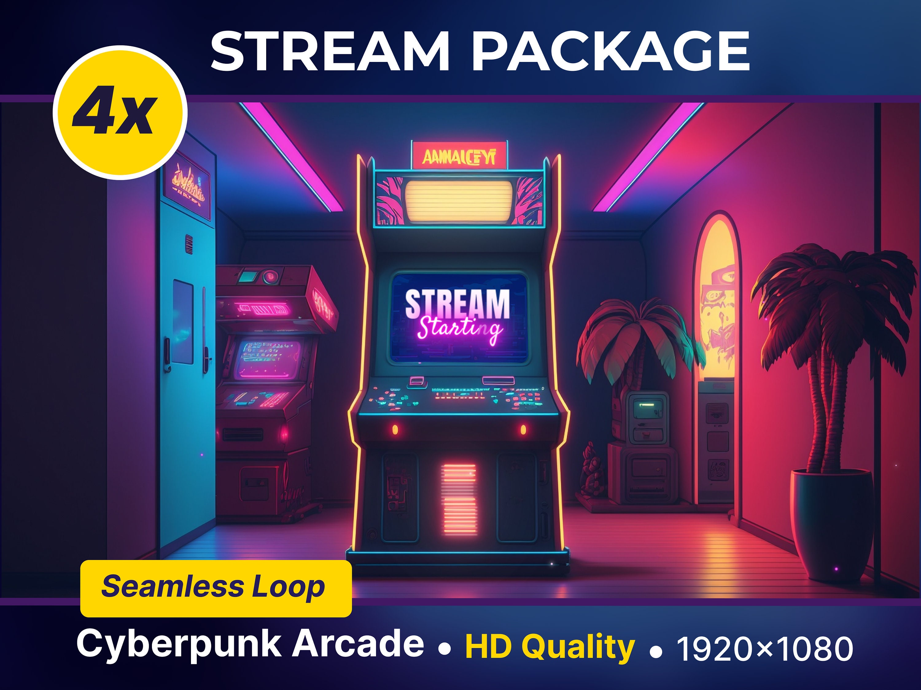 Animated Stream Pack Cyberpunk Arcade Twitch Streaming Package - Etsy