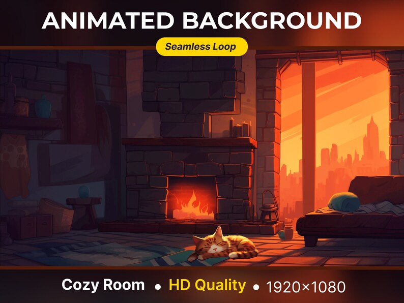 Animated Background Stream Screen Cozy Room Twitch Screen Vtuber ...