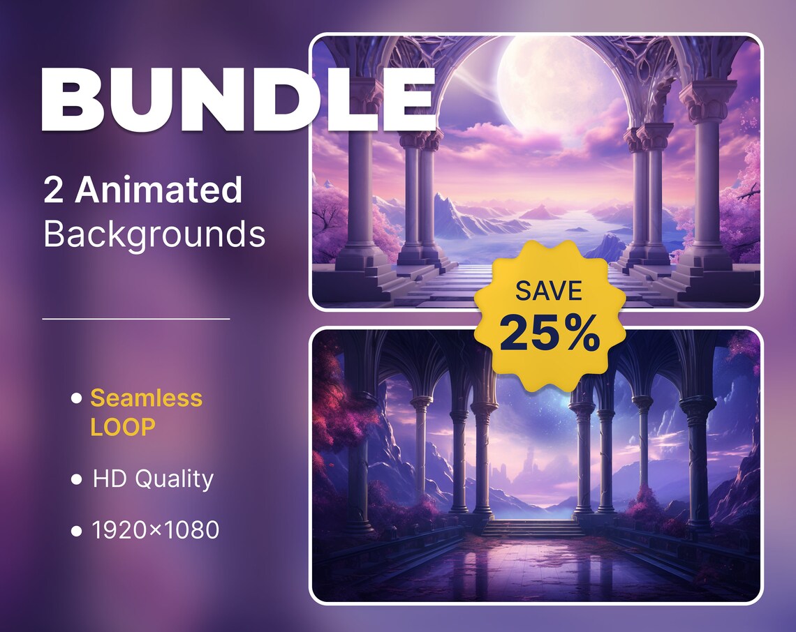 Animated Virtual Background Fantasy Purple Dream Vtuber Room - Etsy