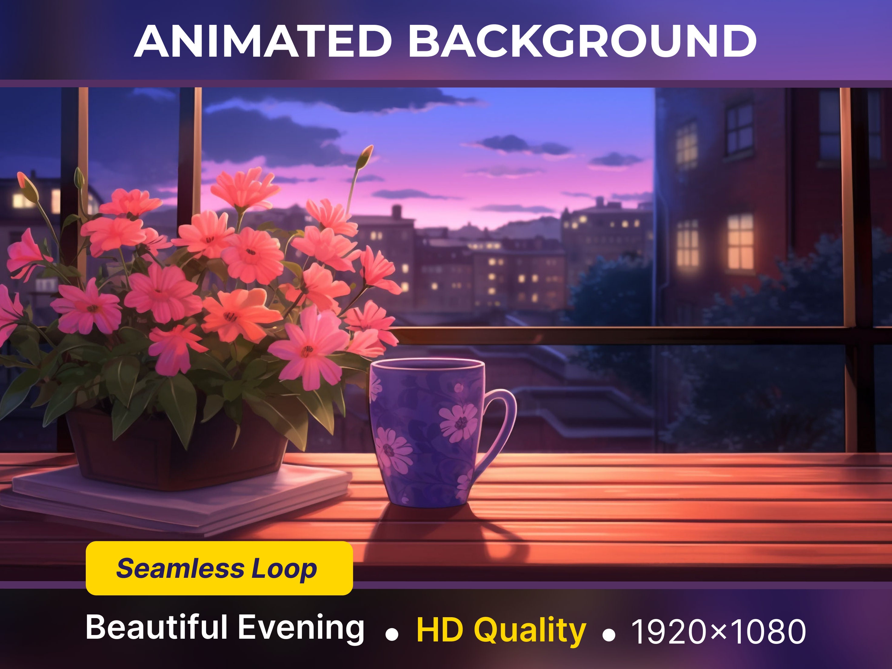 Animated Virtual Background Beautiful Evening Vtuber Background Twitch ...