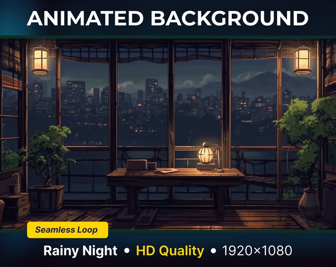 Animated Virtual Background Rainy City Road Looped Vtuber Background ...