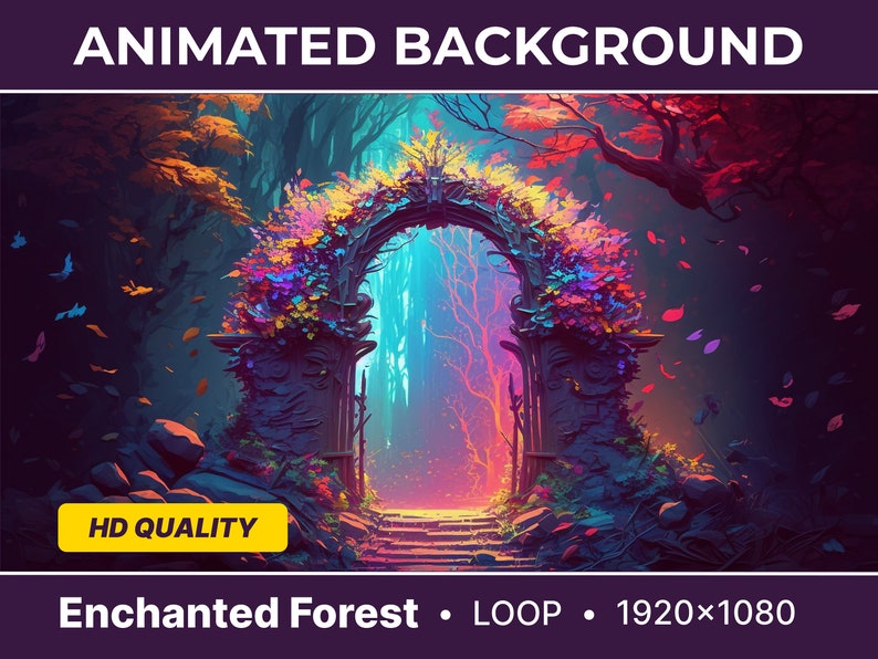 Animated Virtual Background Enchanted Forest Seamless Looped Vtuber ...