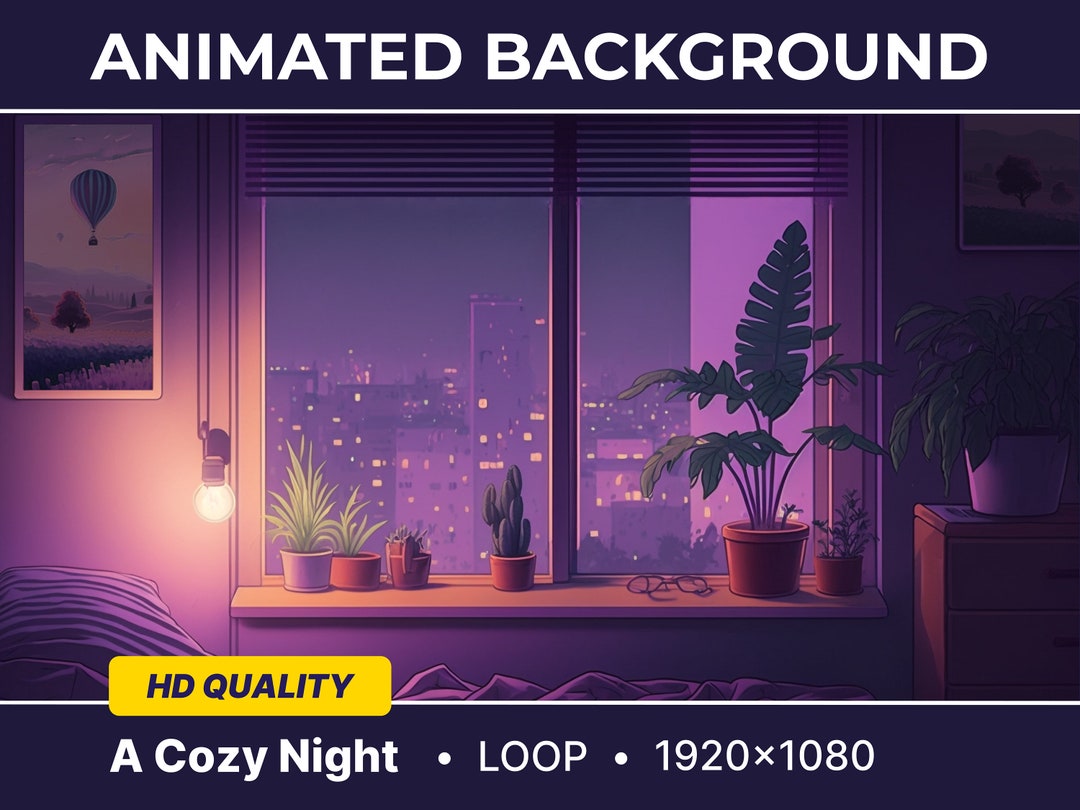 Animated Virtual Background A Cozy Night Vtuber Background Twitch ...