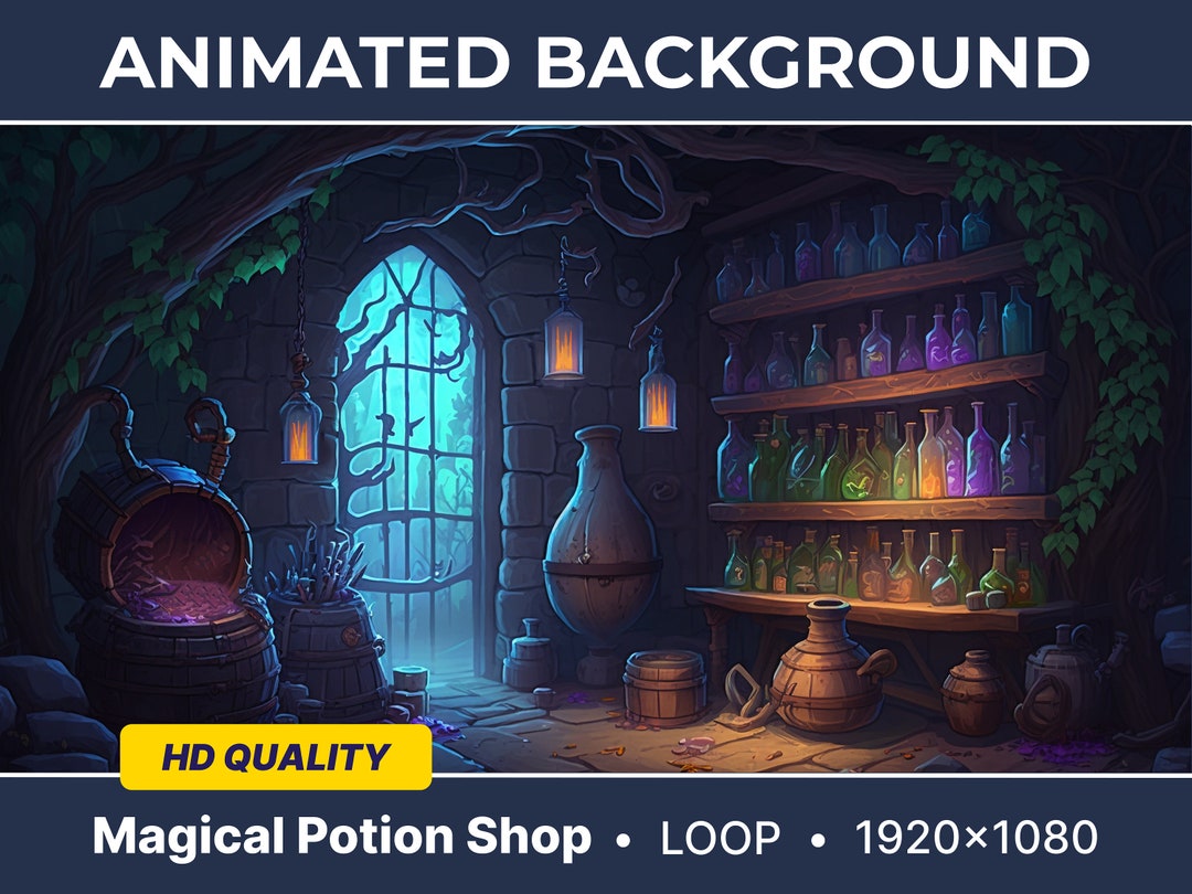 Animated Stream Screen Magical Potion Shop Looped Vtuber Background ...