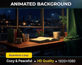 Animated Virtual Background Reading Room Looped Vtuber Background ...