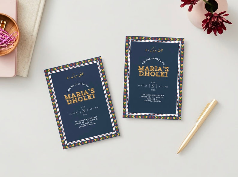 Retro Vintage Pakistani Wedding Invitation - Colorful 80s & 90s Style ...