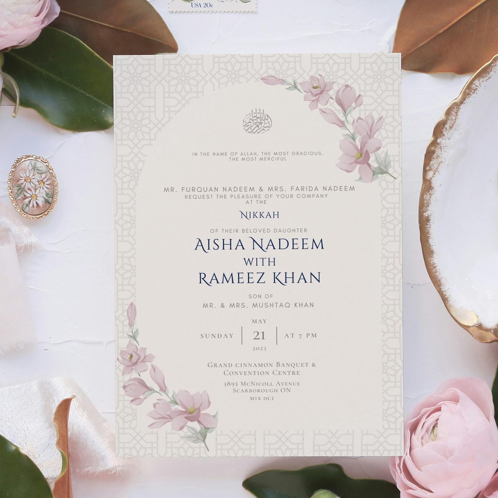 Elegant Muslim Wedding Invitation | Nikkah Invitation | Digital Canva ...