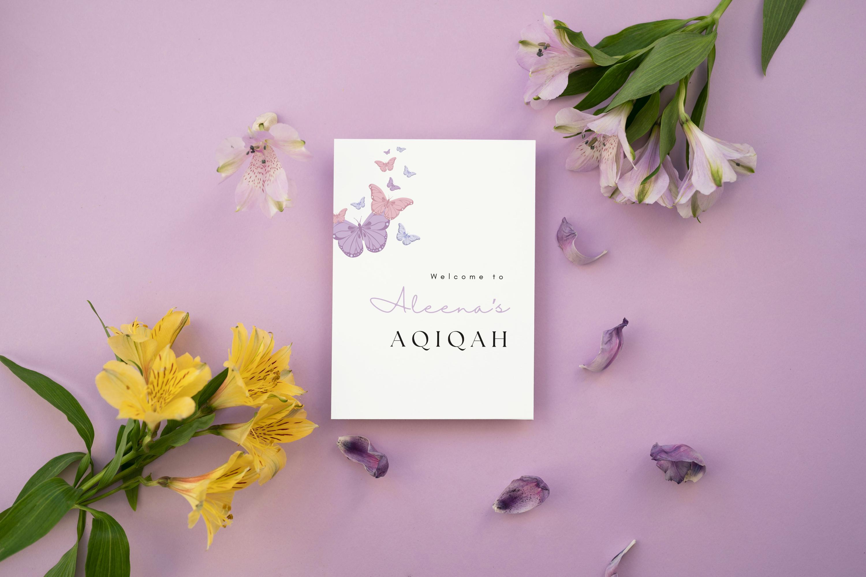 Whimsical Butterfly Aqiqah Welcome Sign - Digital Download - Printable ...