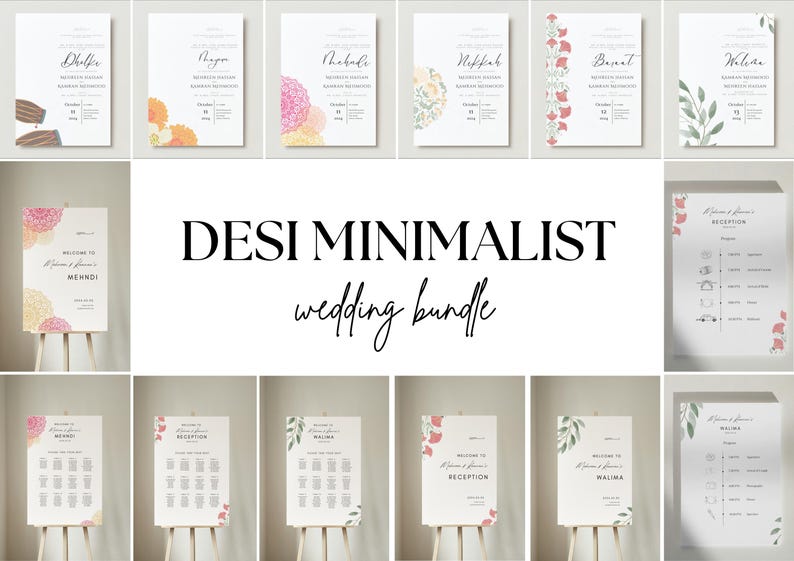 Desi Wedding Invitation Bundle: Nikkah, Mehndi, Walima (digital ...