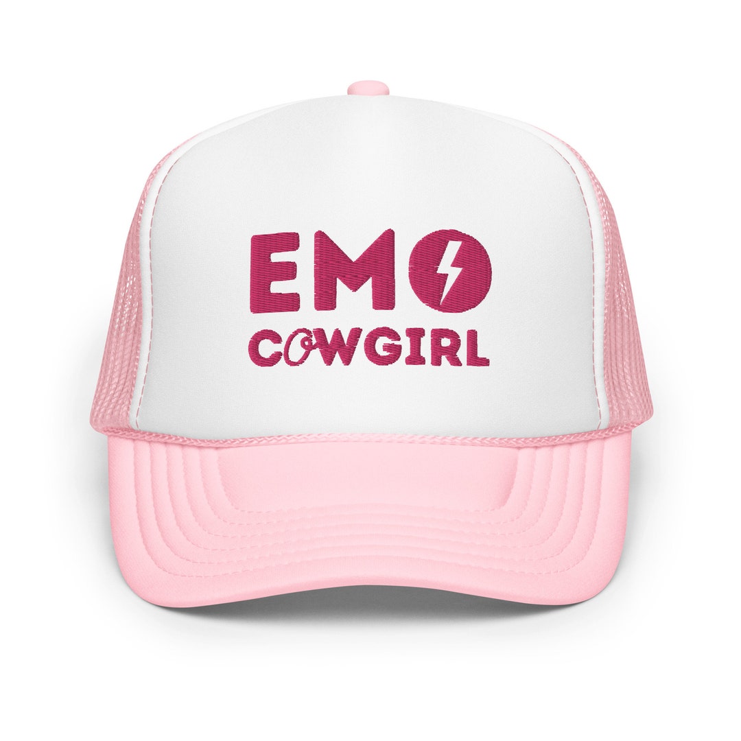 Emo Cowgirl Foam Trucker Hat With Hot Pink Embroidered Lightning Bolt ...